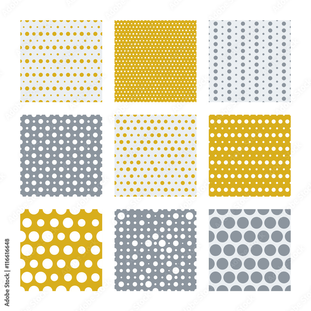 Dotted texture collection, vector seamless patterns. Tileable simple ...