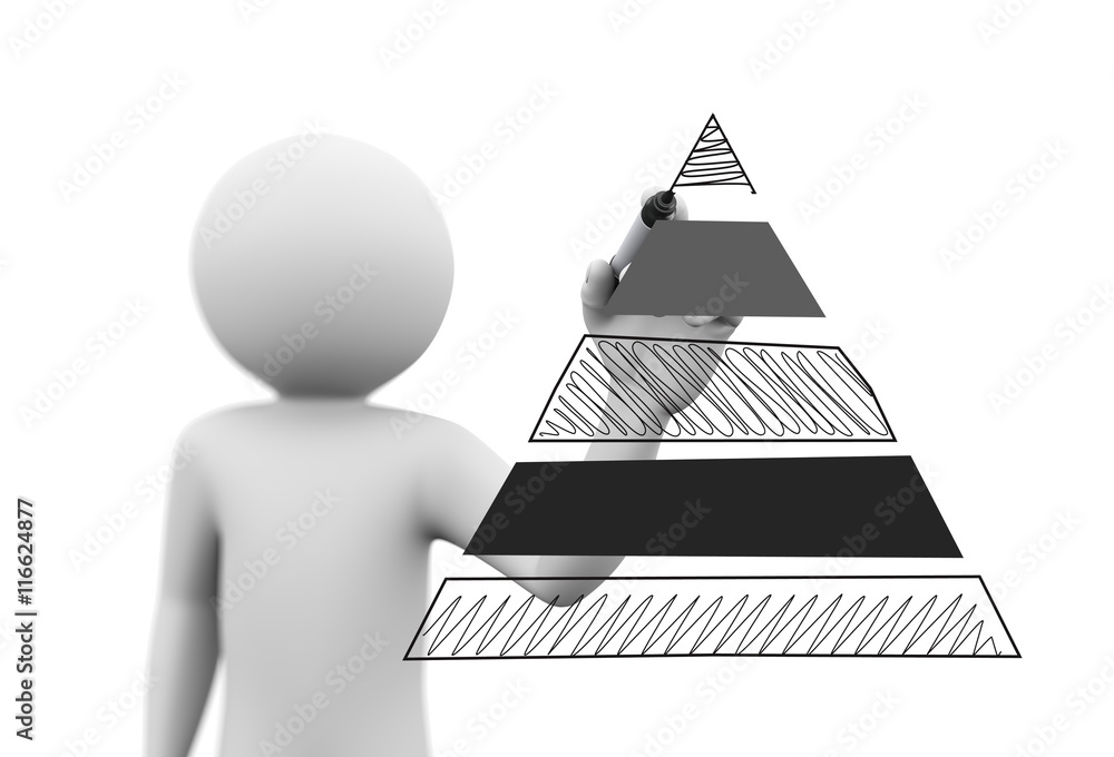 3d man drawing pyramid on transparent screen Stock Illustration | Adobe ...