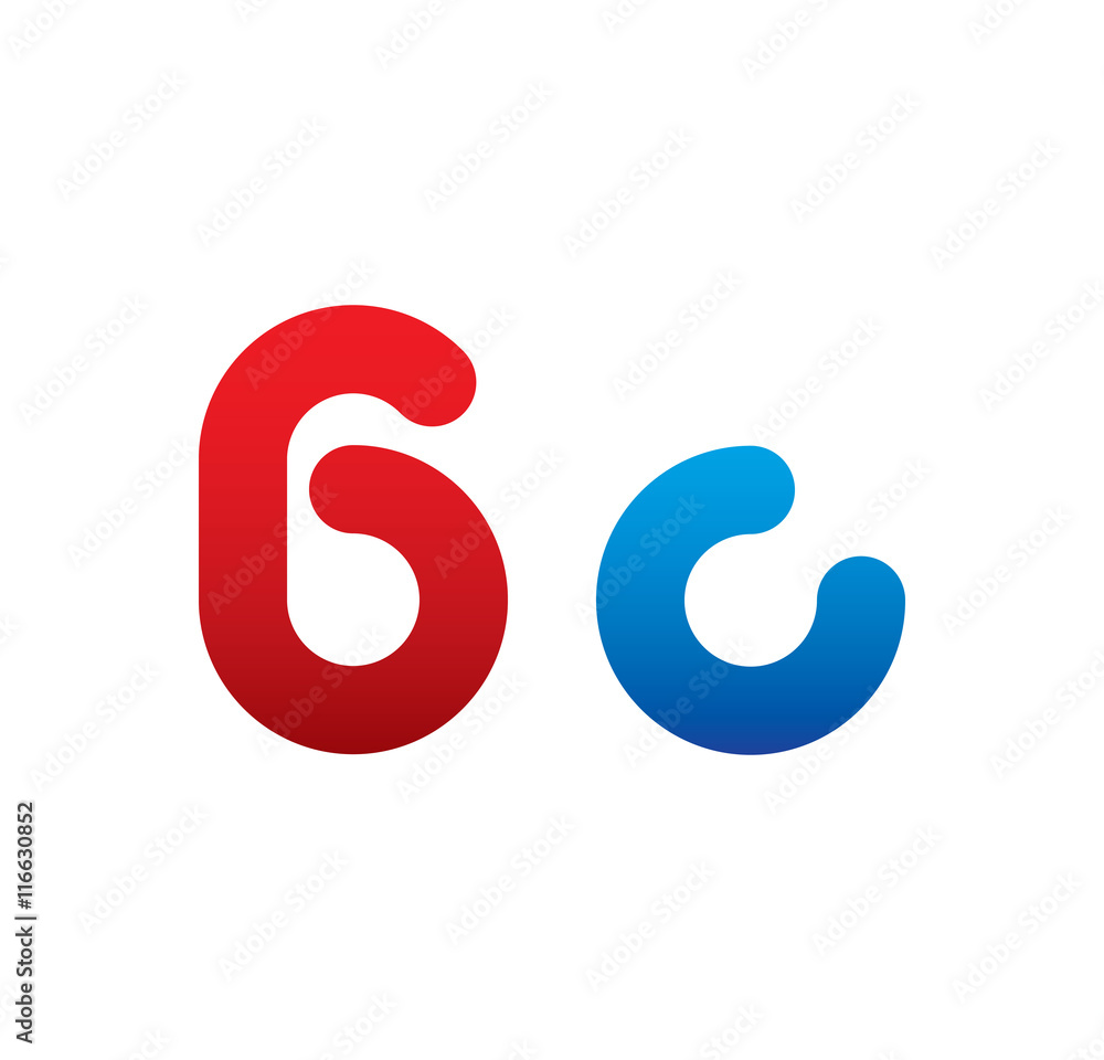 6c logo initial blue and red Stock Vector | Adobe Stock