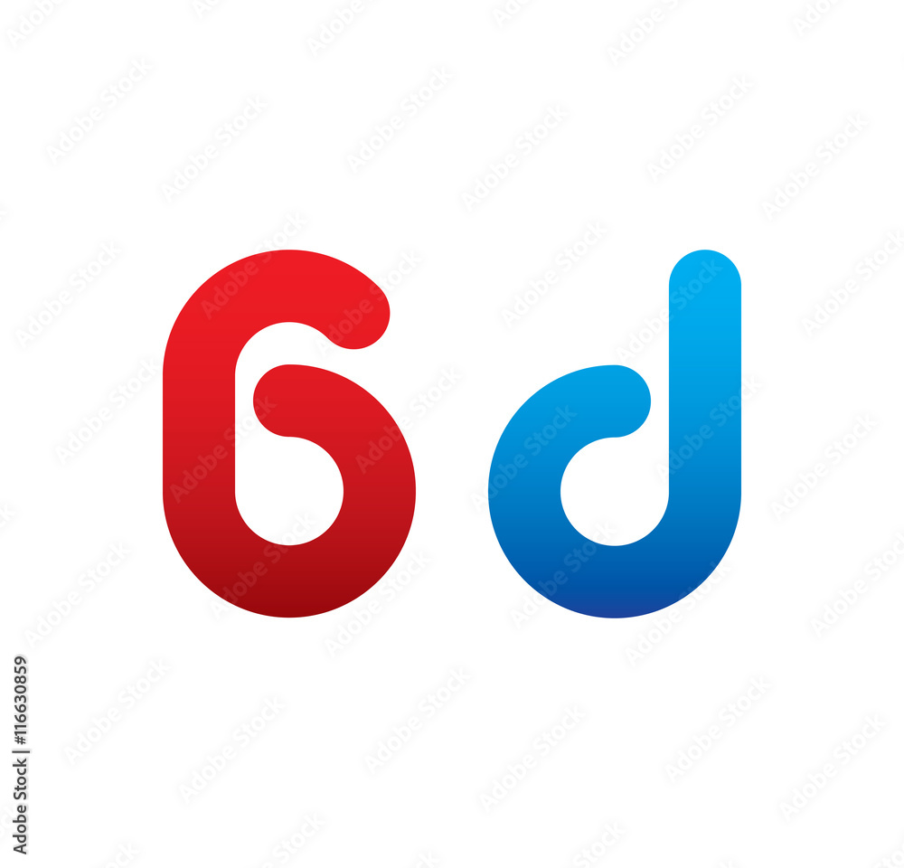 6d logo initial blue and red Stock Vector | Adobe Stock