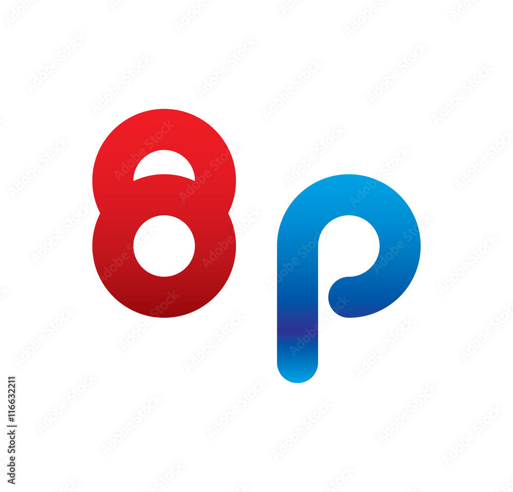 8p logo initial blue and red Stock Vector | Adobe Stock