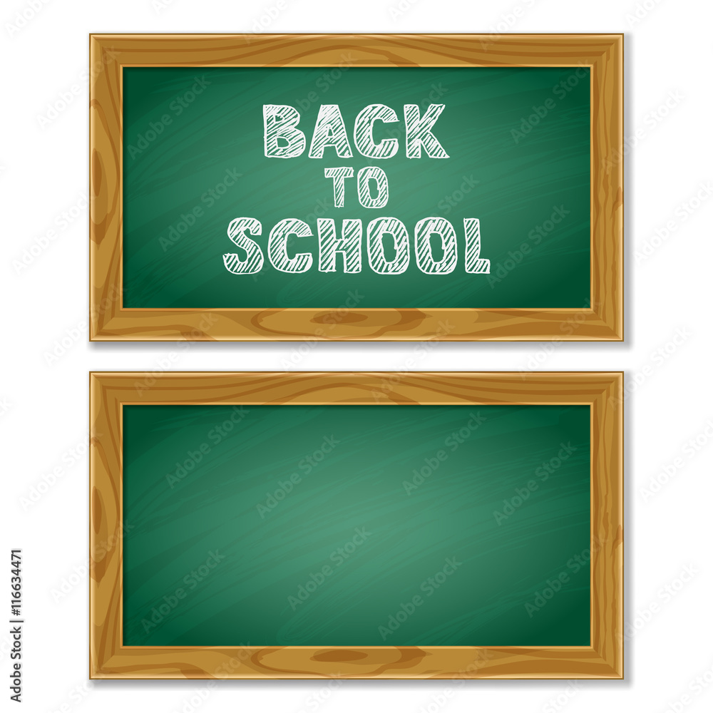 Vector school chalkboard isolated on white background. Back to school ...