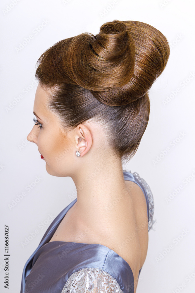 Fashion woman portrait. young model wearing silver evening dress ...