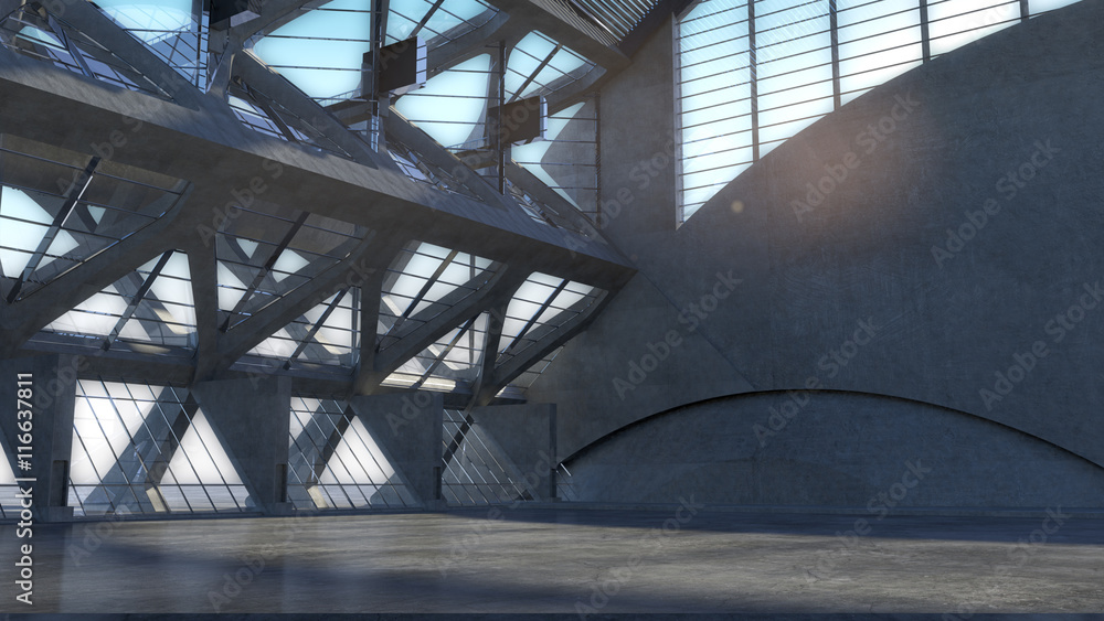 Abstract empty space concrete room interior,Modern architecture ...