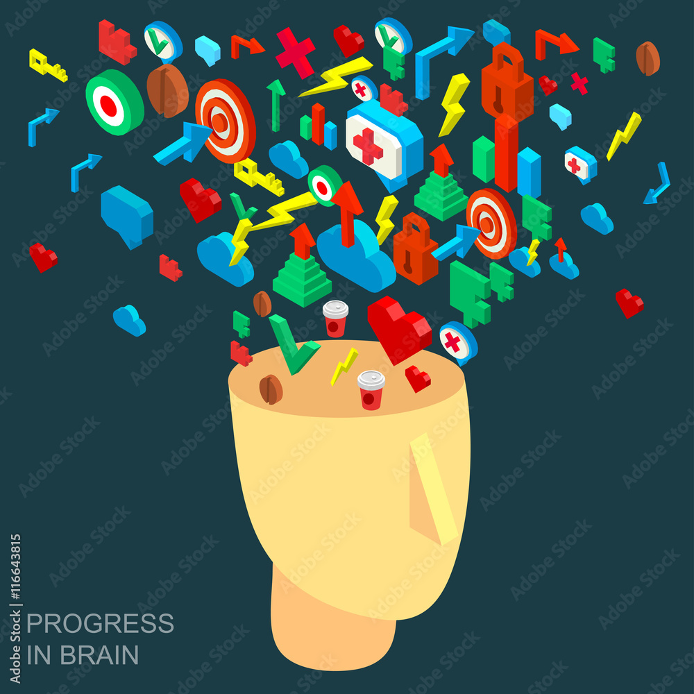 Isometric icons collection of human brain process Stock Vector | Adobe ...