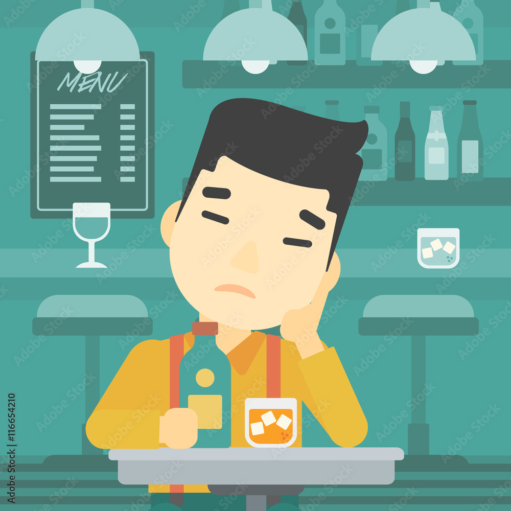 Man drinking at the bar vector illustration. Stock Vector | Adobe Stock