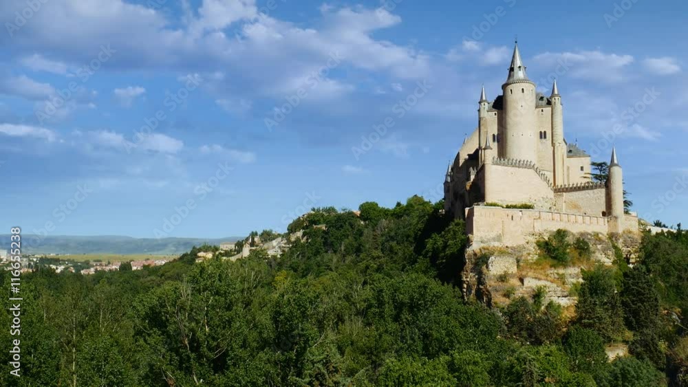 Middle age castle, romantic medieval fortress with perfect evening ...