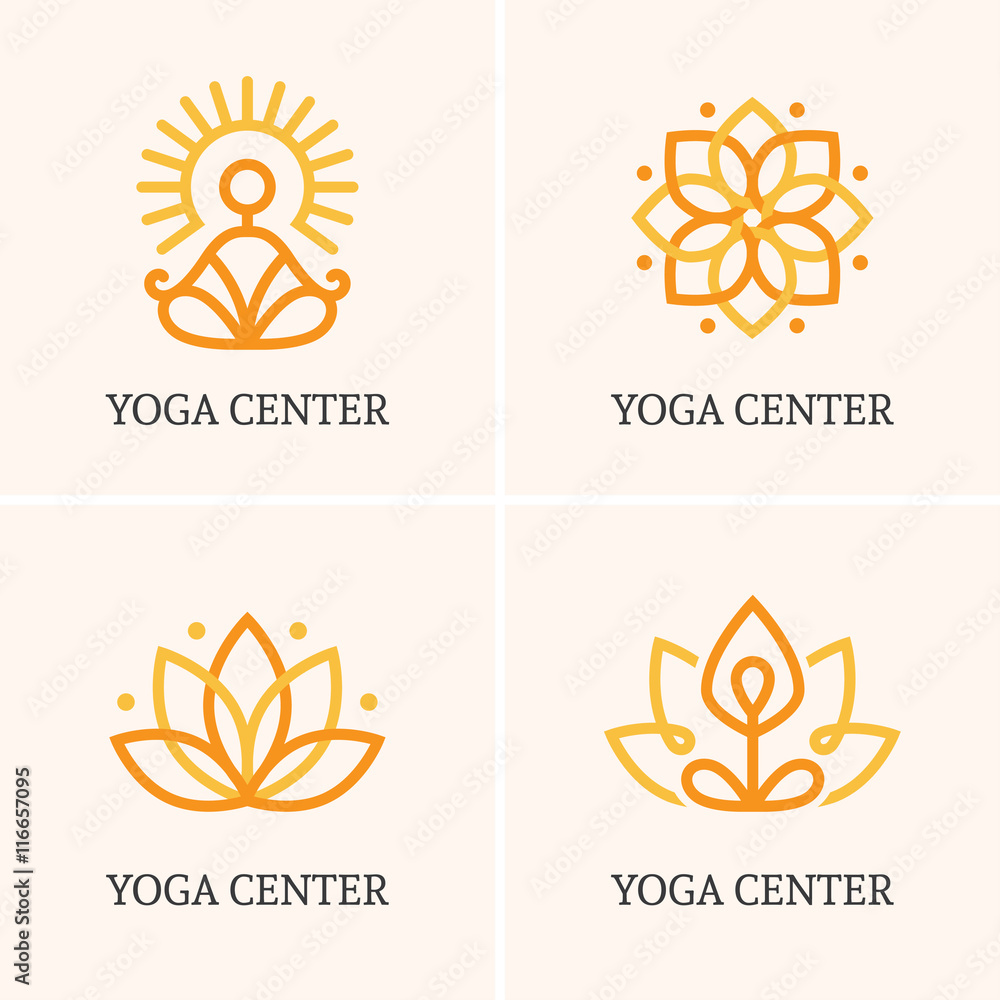 Four yoga logo Stock Vector | Adobe Stock