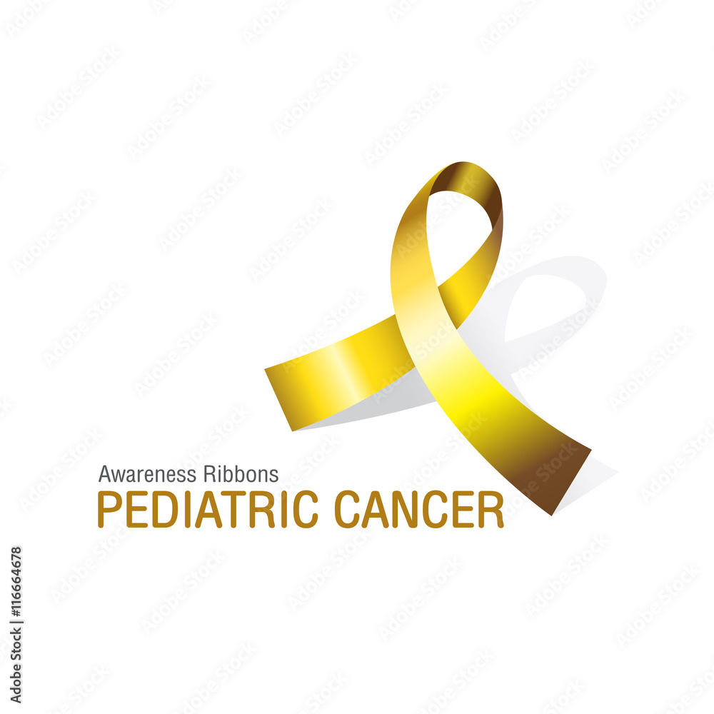 The Gold Awareness Ribbons of Pediatric cancer Vector illustration ...