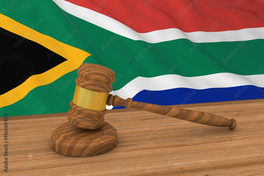 South African Law Concept - Flag of South Africa Behind Judge's Gavel ...