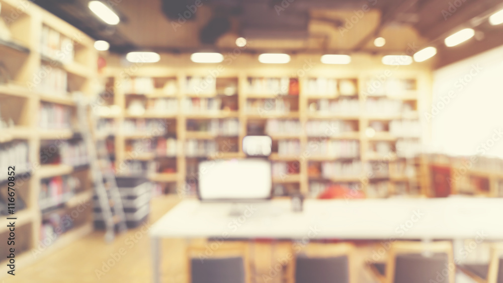 Blurred abstract interior background. blur library room for your design ...