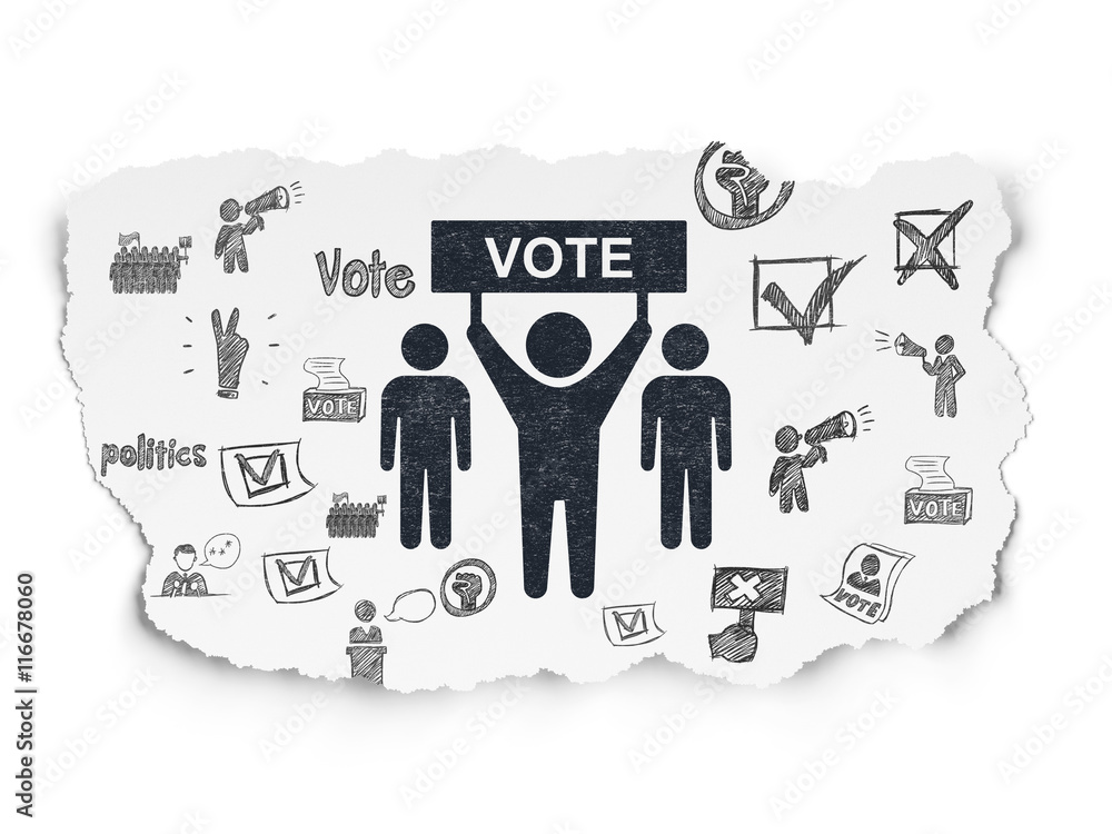 Politics concept: Election Campaign on Torn Paper background Stock ...