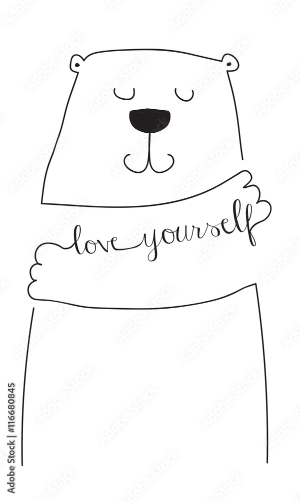 love yourself bear hug Stock Vector | Adobe Stock