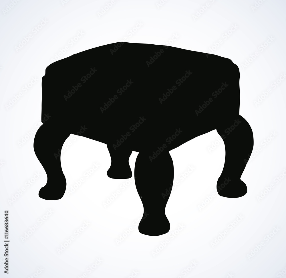Vector drawing. Ottoman on curved legs Stock Vector | Adobe Stock