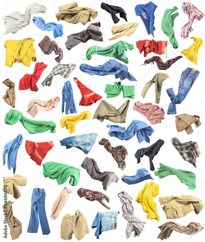 Colored clothes in the fall isolated on white background Stock Photo ...