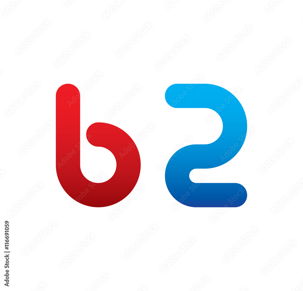 b2 logo initial blue and red Stock Vector | Adobe Stock