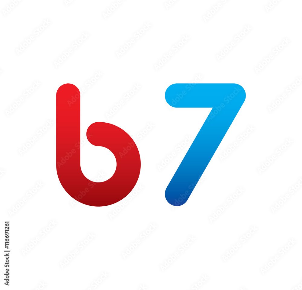 b7 logo initial blue and red Stock Vector | Adobe Stock