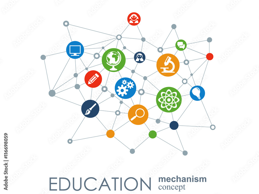 Education network. Hexagon abstract background with lines, polygons ...