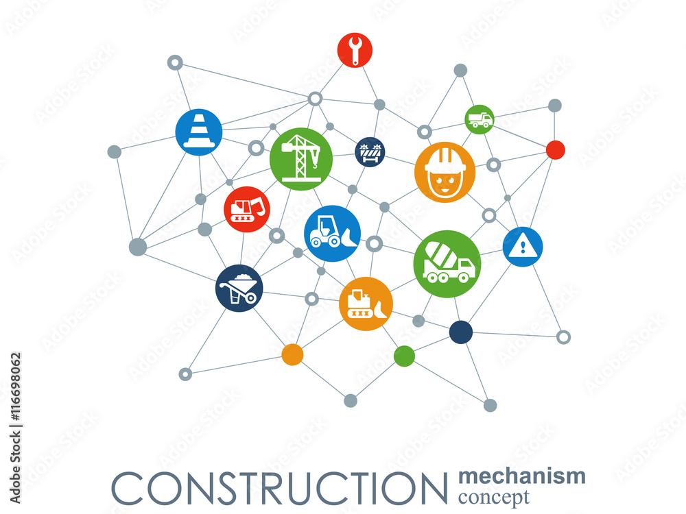 Construction network. Hexagon abstract background with lines, polygons ...