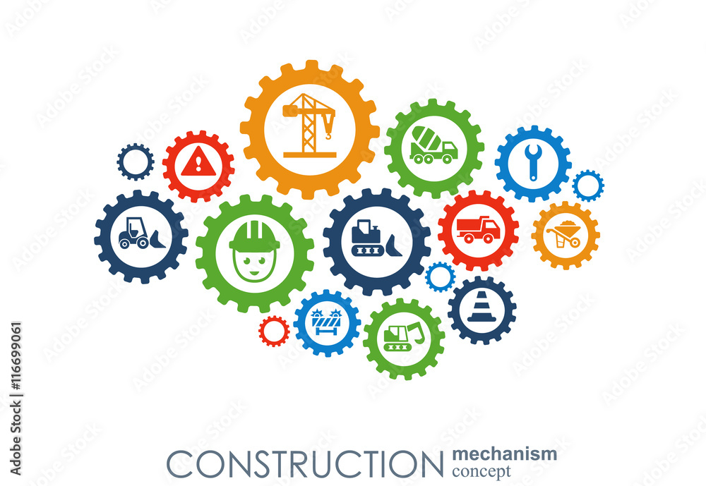 Construction network. Hexagon abstract background with lines, polygons ...
