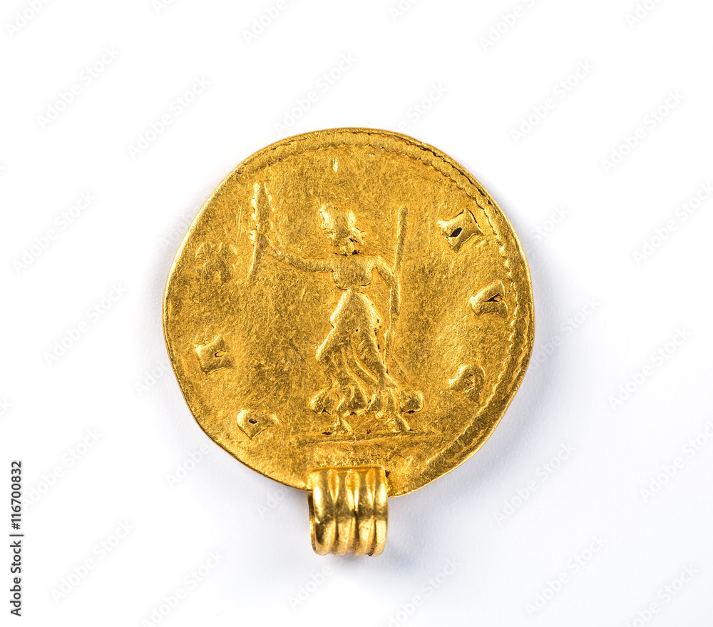 Gold coin of the Roman emperor Marcus Aurelius 282-283 Kara Stock Photo ...