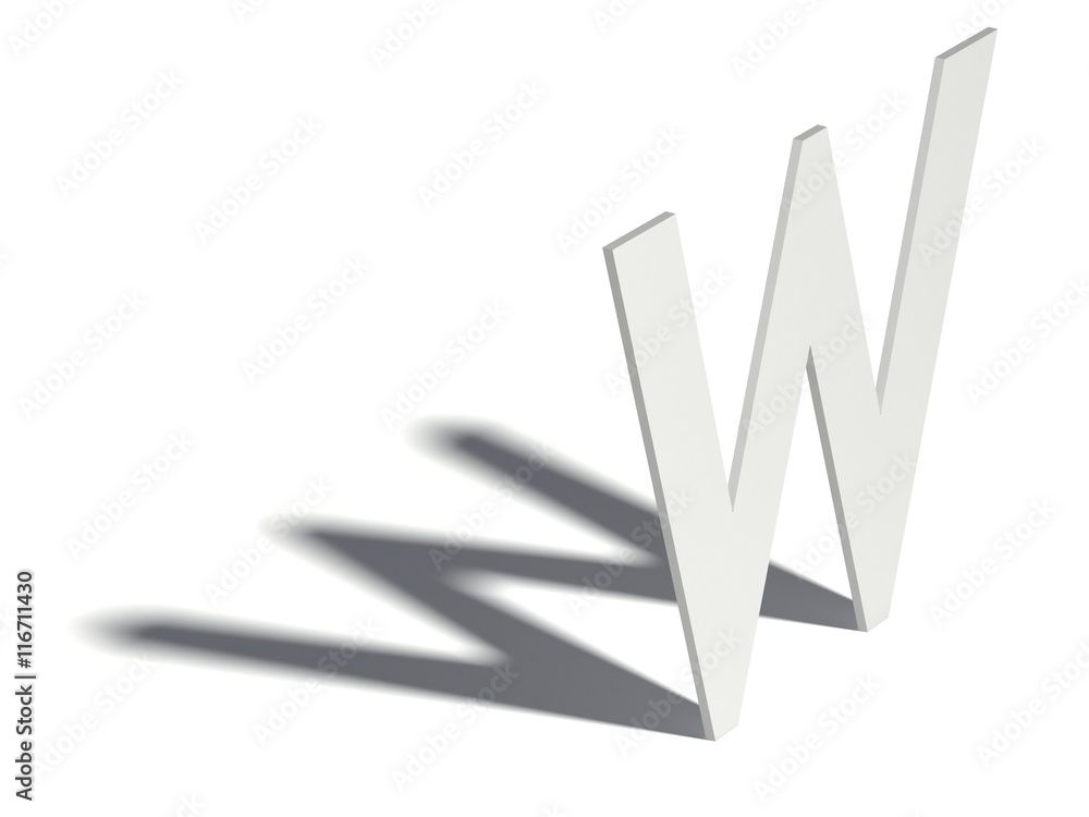Drop shadow font. Letter W. 3D Stock Illustration | Adobe Stock