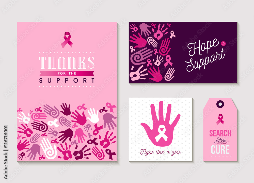 Pink breast cancer design set for awareness Stock Vector | Adobe Stock