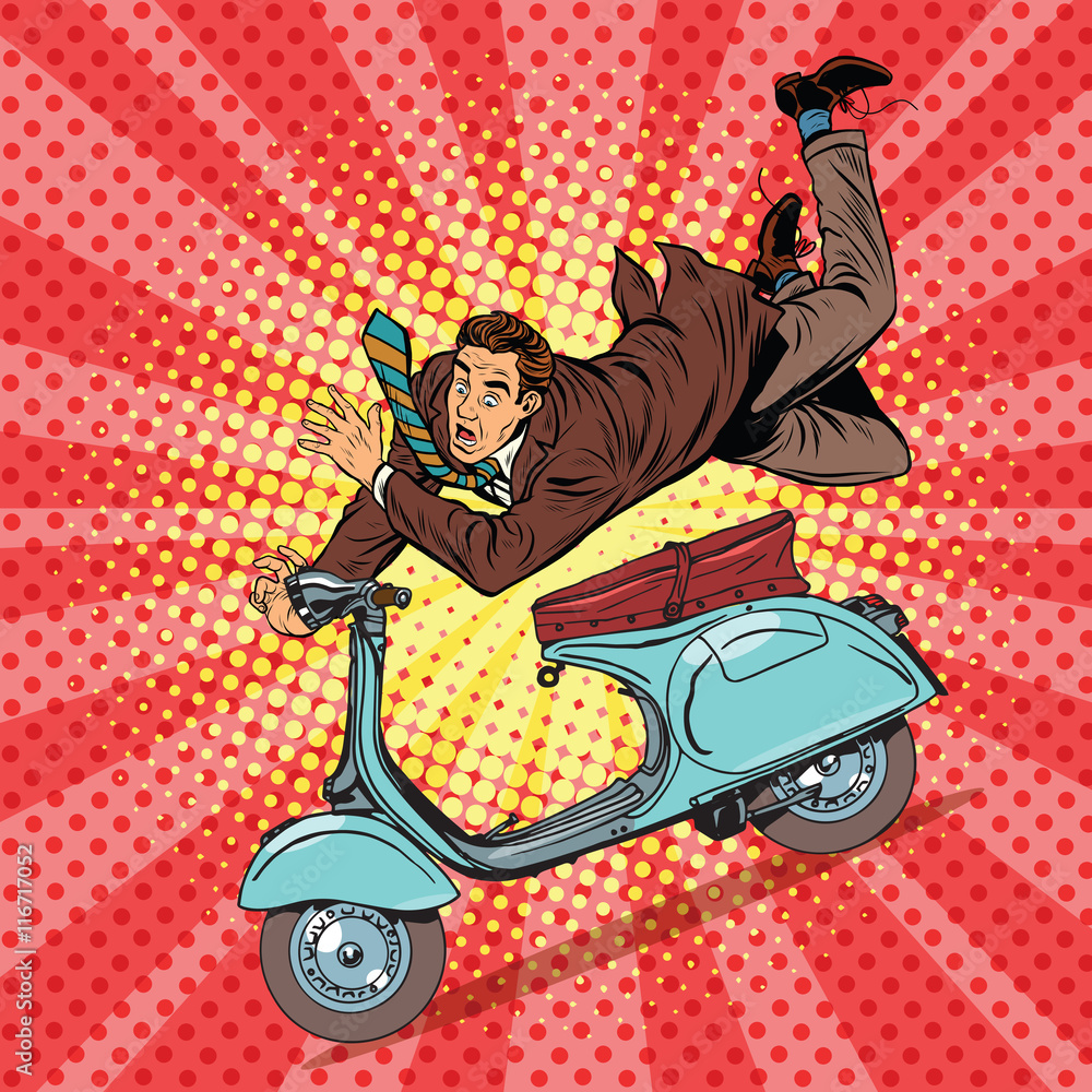 Male driver accident on the scooter Stock Vector | Adobe Stock