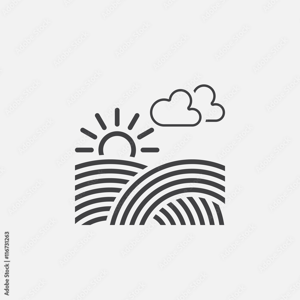 farm field line icon, outline vector logo illustration, linear ...
