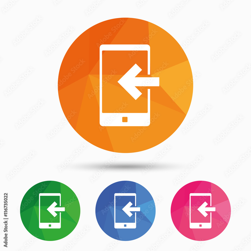 Incoming call sign icon. Smartphone symbol. Stock Vector | Adobe Stock