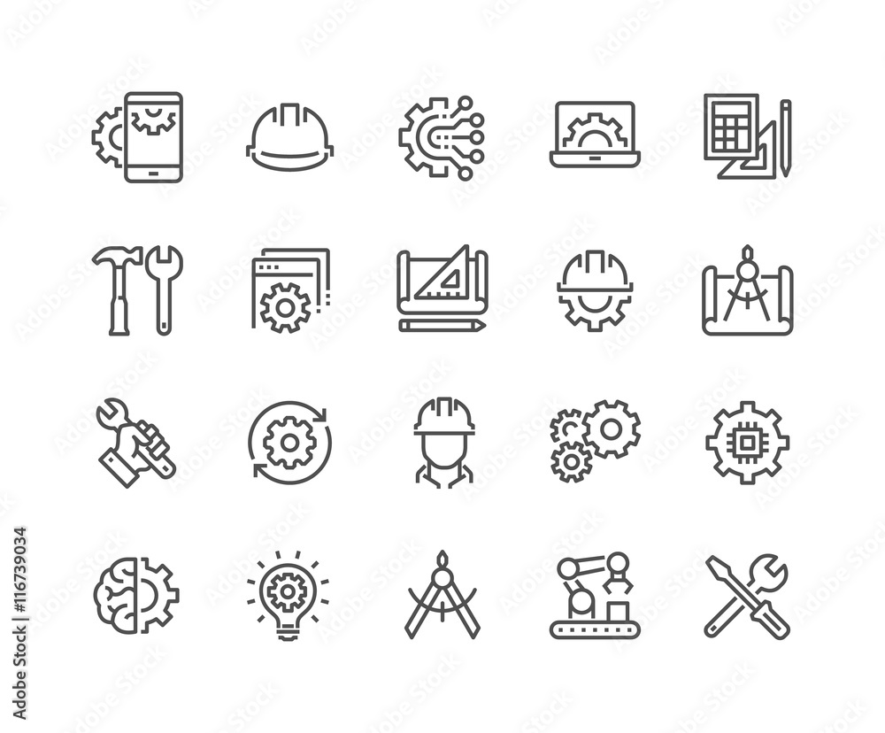 Poster Line Engineering Icons – Wall Art | UkPosters