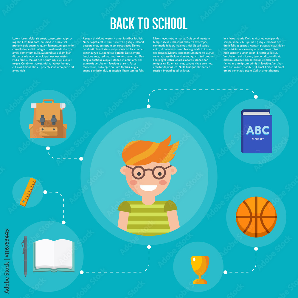 Back to school infographics concept icons flat design vector ...