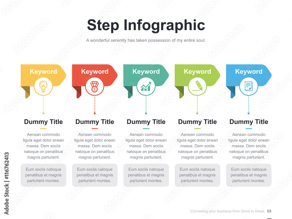 Flat business presentation vector slide template with diagram chart ...