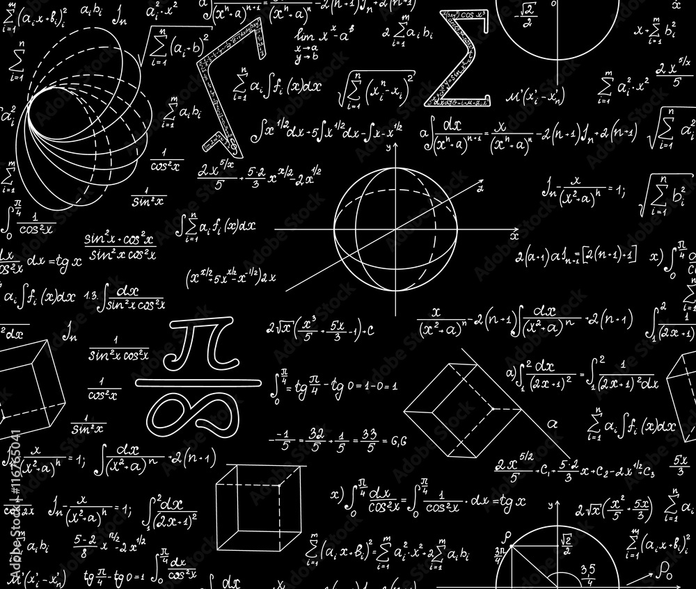 Mathematical vector seamless pattern with various algebra signs ...