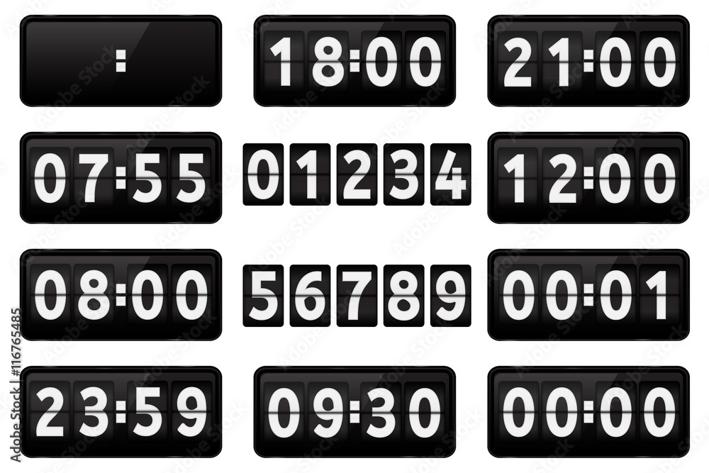 Flip numbers. White digits on black background Stock Vector | Adobe Stock