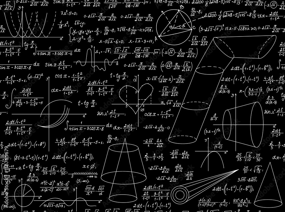 Mathematical Vector Educational Seamless Pattern With Various Mathematical Signs Figures And