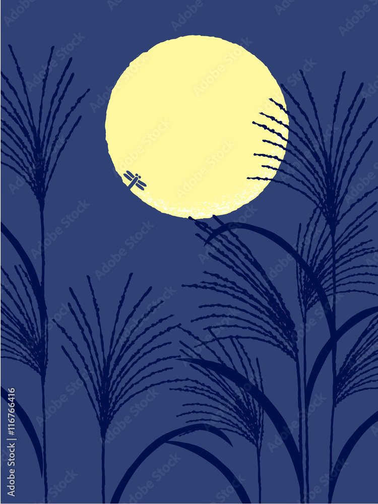 japanese traditional full moon night Stock Vector | Adobe Stock