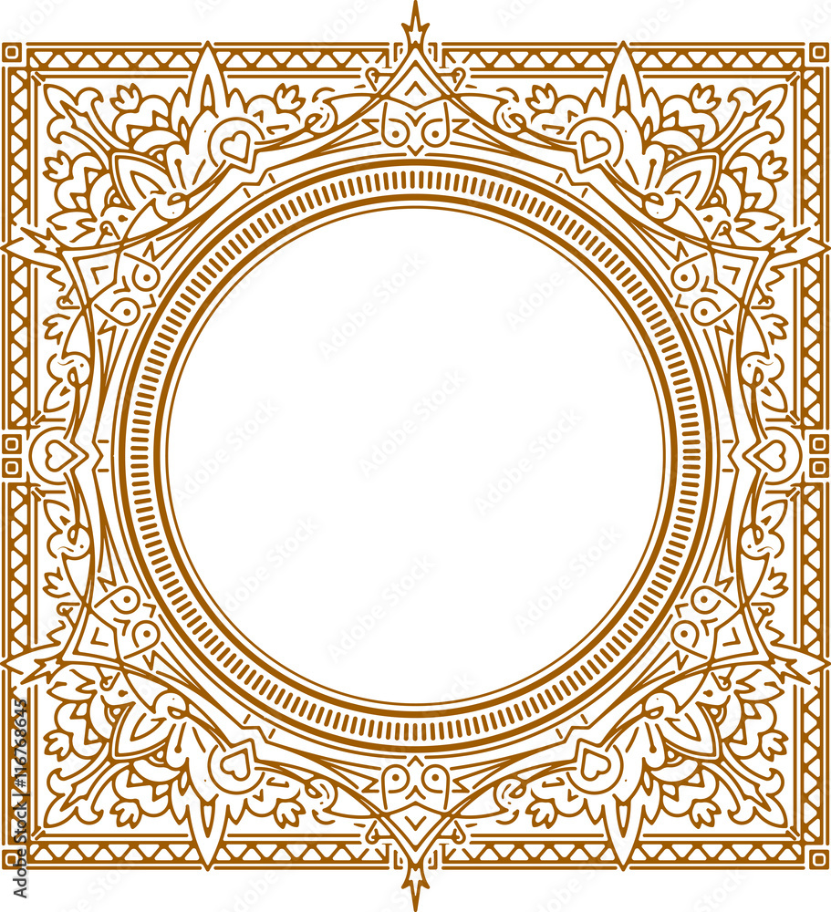 Rich decorated square henna frame pattern with round centre. Vector ...