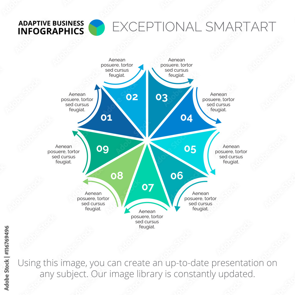 Flower with Nine Petals Diagram Template Stock Vector | Adobe Stock