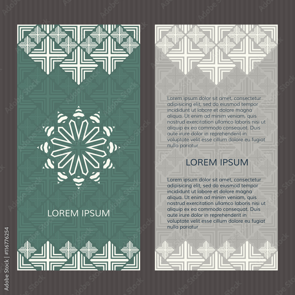 Set of two vector cards. Islamic design vector template. Booklet ...