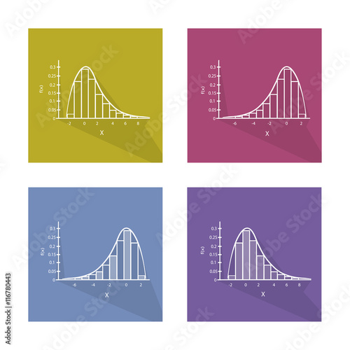 Flat Icons, Illustration Collection of Gaussian Bell Chart or Normal ...