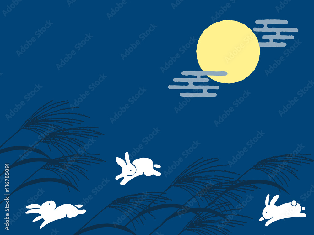 japanese traditional full moon night Stock Vector | Adobe Stock