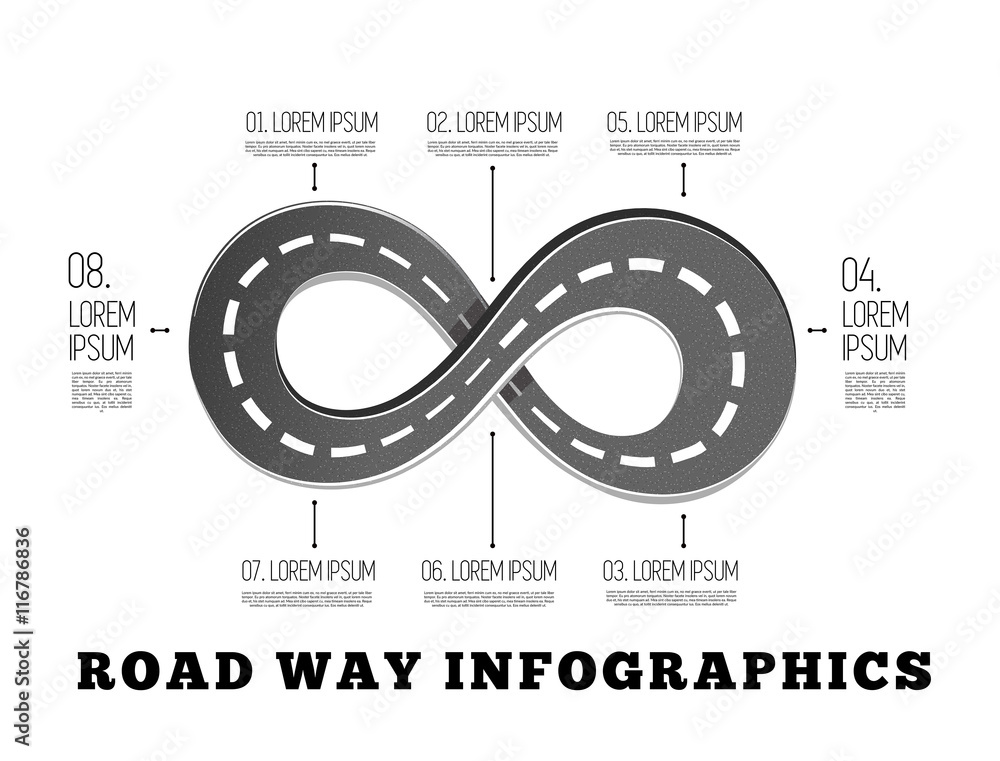 Road way design infographics. Stock Illustration | Adobe Stock