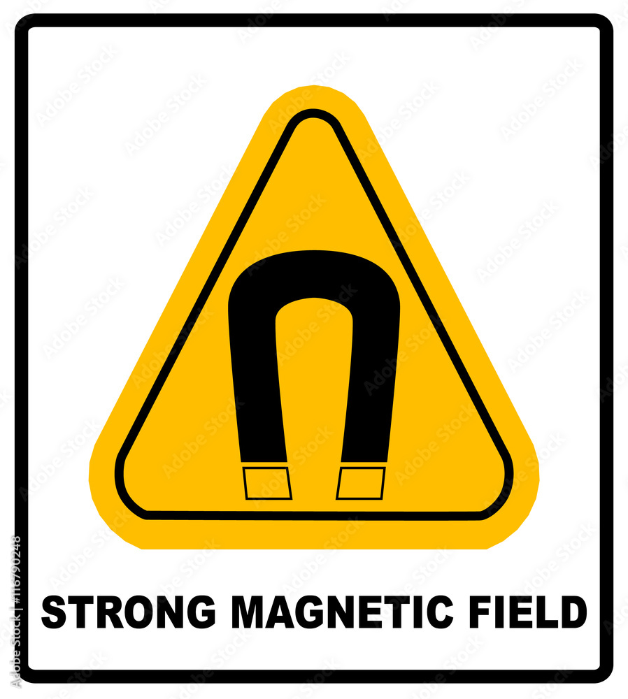 strong magnetic field vector warning sign Stock Vector | Adobe Stock