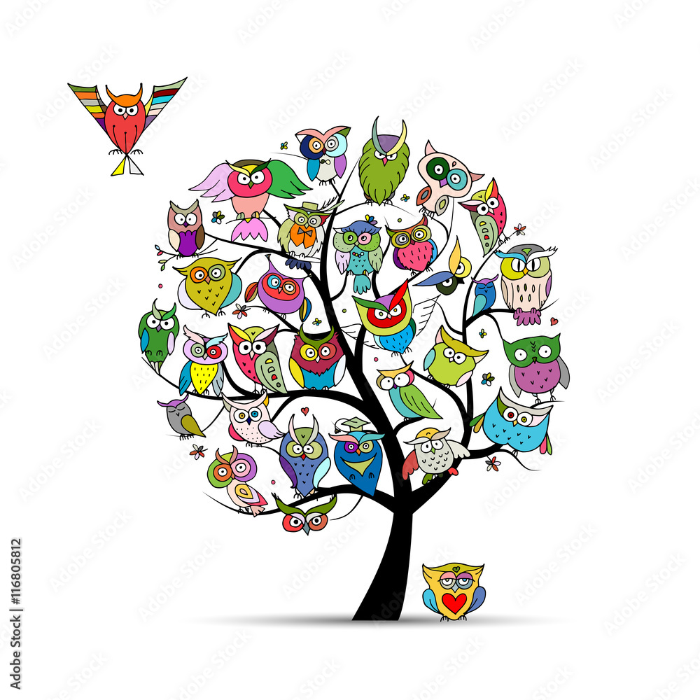 Owl tree for your design Stock Vector | Adobe Stock