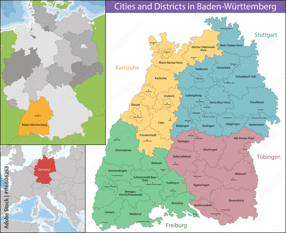 Poster Map of Baden-Wurttemberg – Wall Art | UkPosters