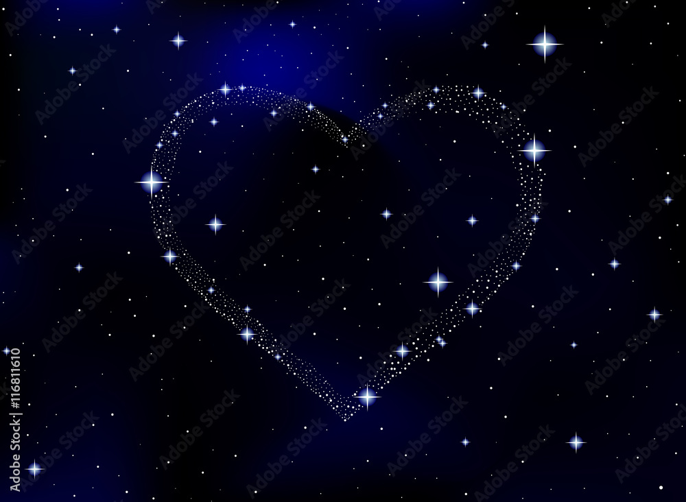 Space vector illustration with starry heart. Vector background Stock ...