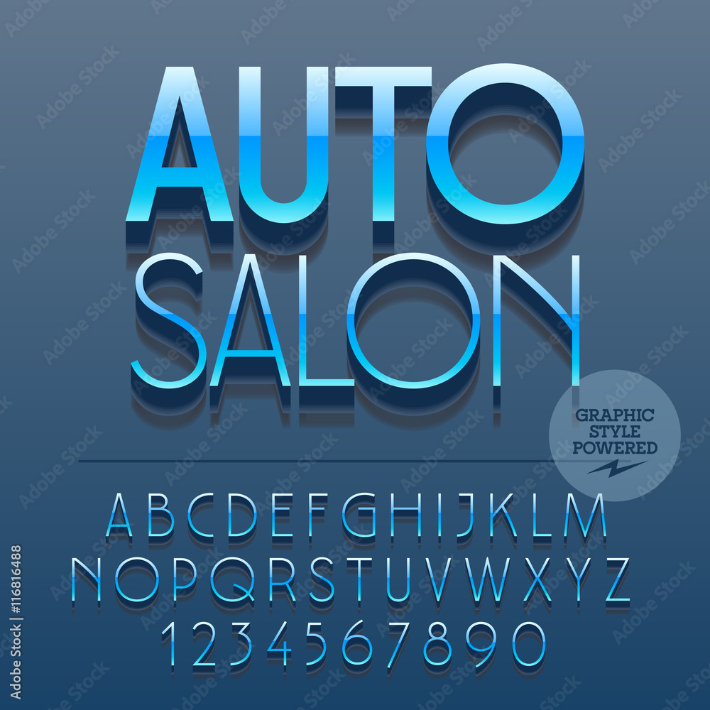 Set of slim reflective alphabet letters, numbers and punctuation ...