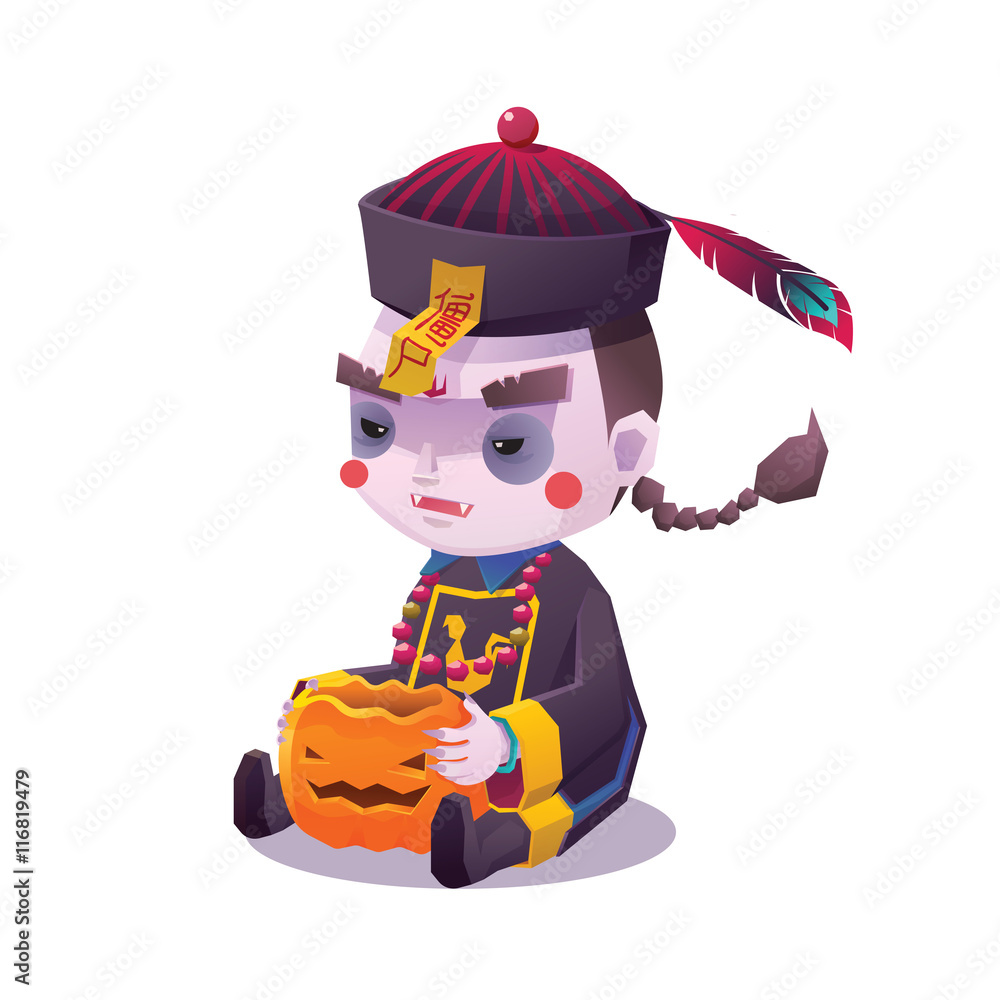Vector Illustration of Jiangshi Chinese Hopping Vampire Ghost with ...