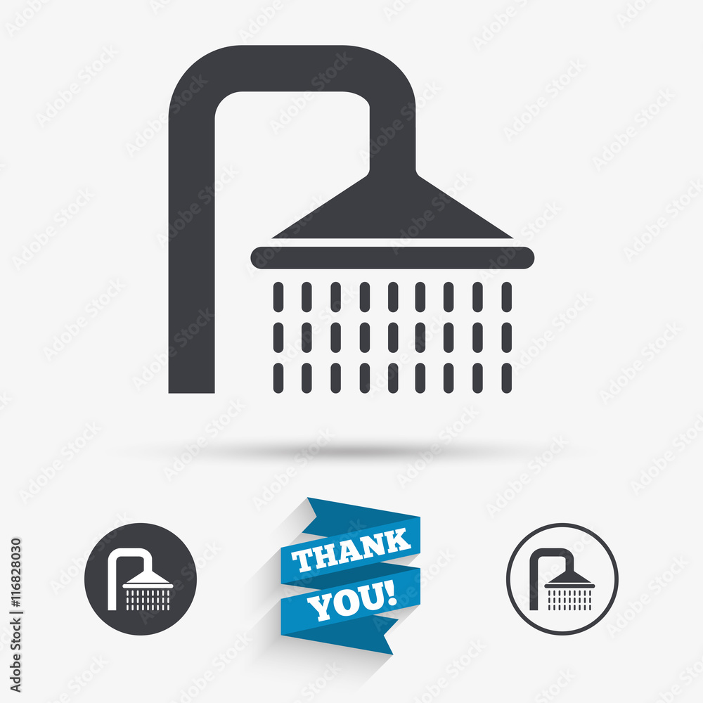 Shower sign icon. Douche with water drops symbol Stock Vector | Adobe Stock